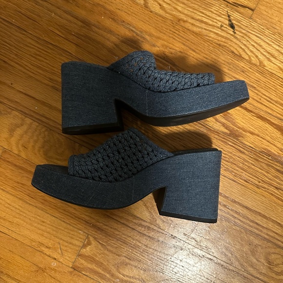 H&M | Shoes | Hm Dark Gray Woven Platform Mules | Poshmark